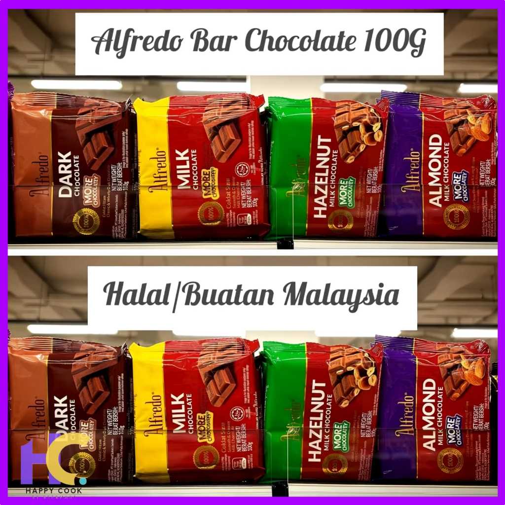Jual HAPPYCOOK|| Alfredo bar chocolate 100g coklat almond hazelnut milk ...