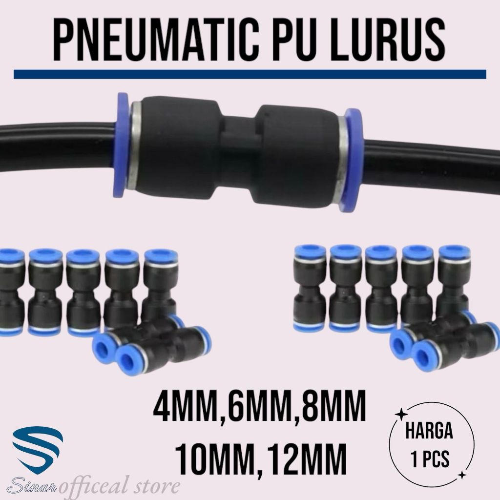 Jual FITTING PNEUMATIC/FITTING SELANG ANGIN PU/FITTING PU BEBERAPA UKURAN/KEPALA SELANG ANGIN ...