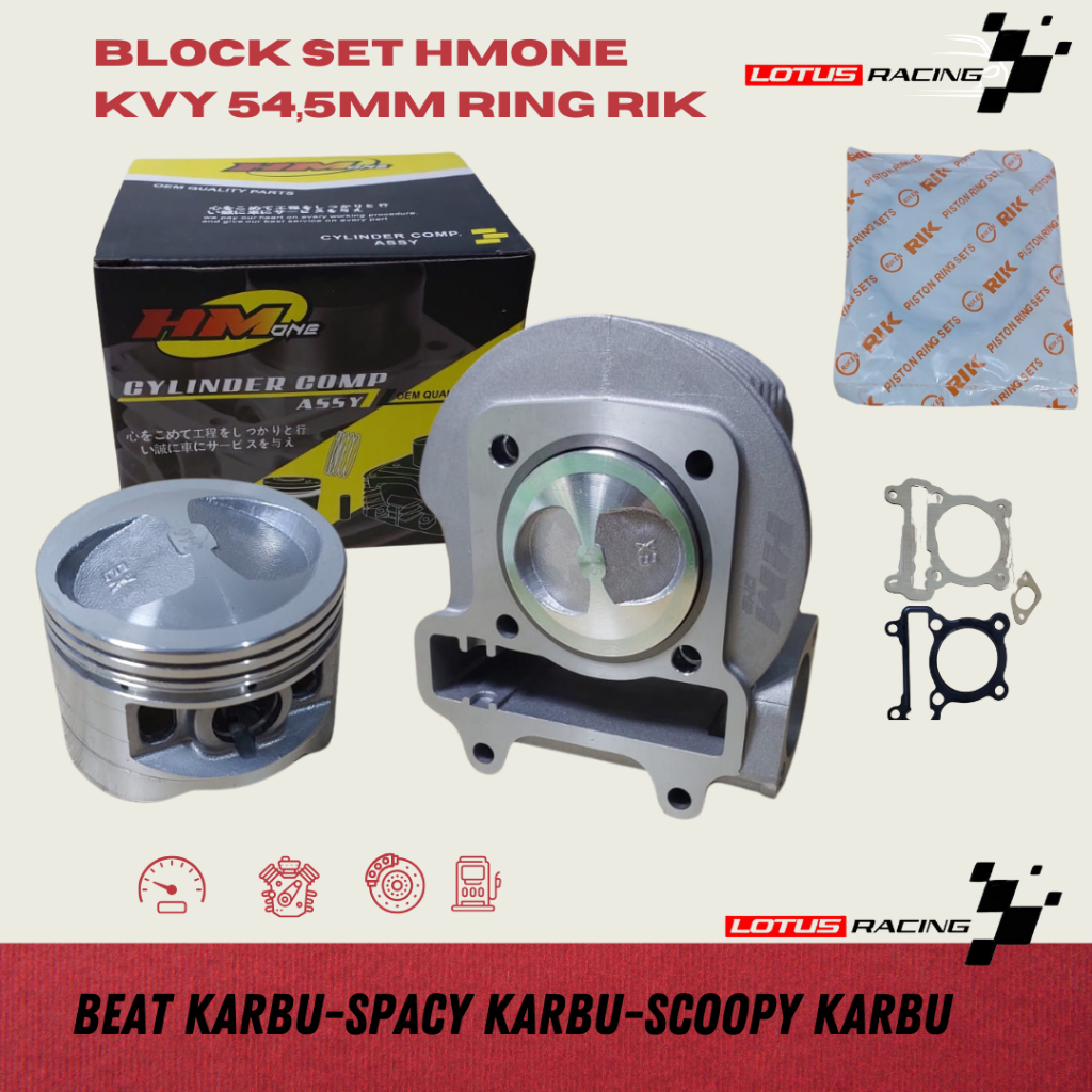 Jual blok seher boring bore up beat karbu scoopy karbu spacy 54.5mm hmone racing piston ring ...