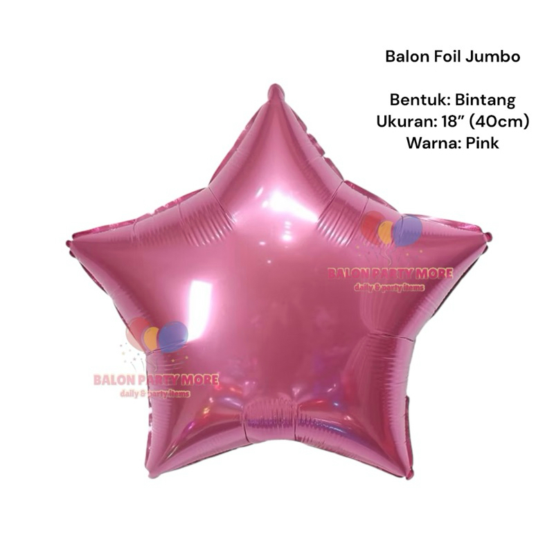 Jual (PER PCS 18” JUMBO) BALON FOIL BINTANG JUMBO 40CM/ BALON FOIL ...