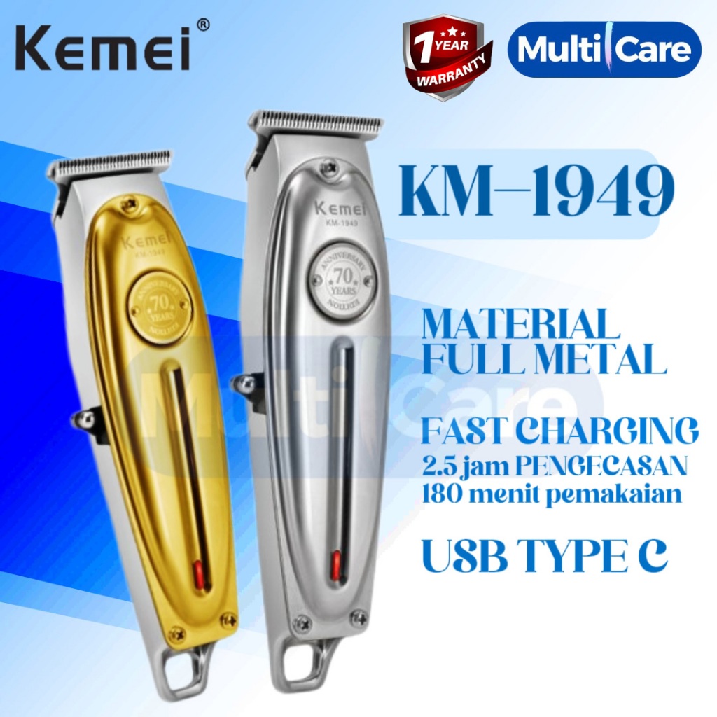 Jual kemei km 1949 body full metal trimmer alat mesin cukur rambut Original | Shopee Indonesia