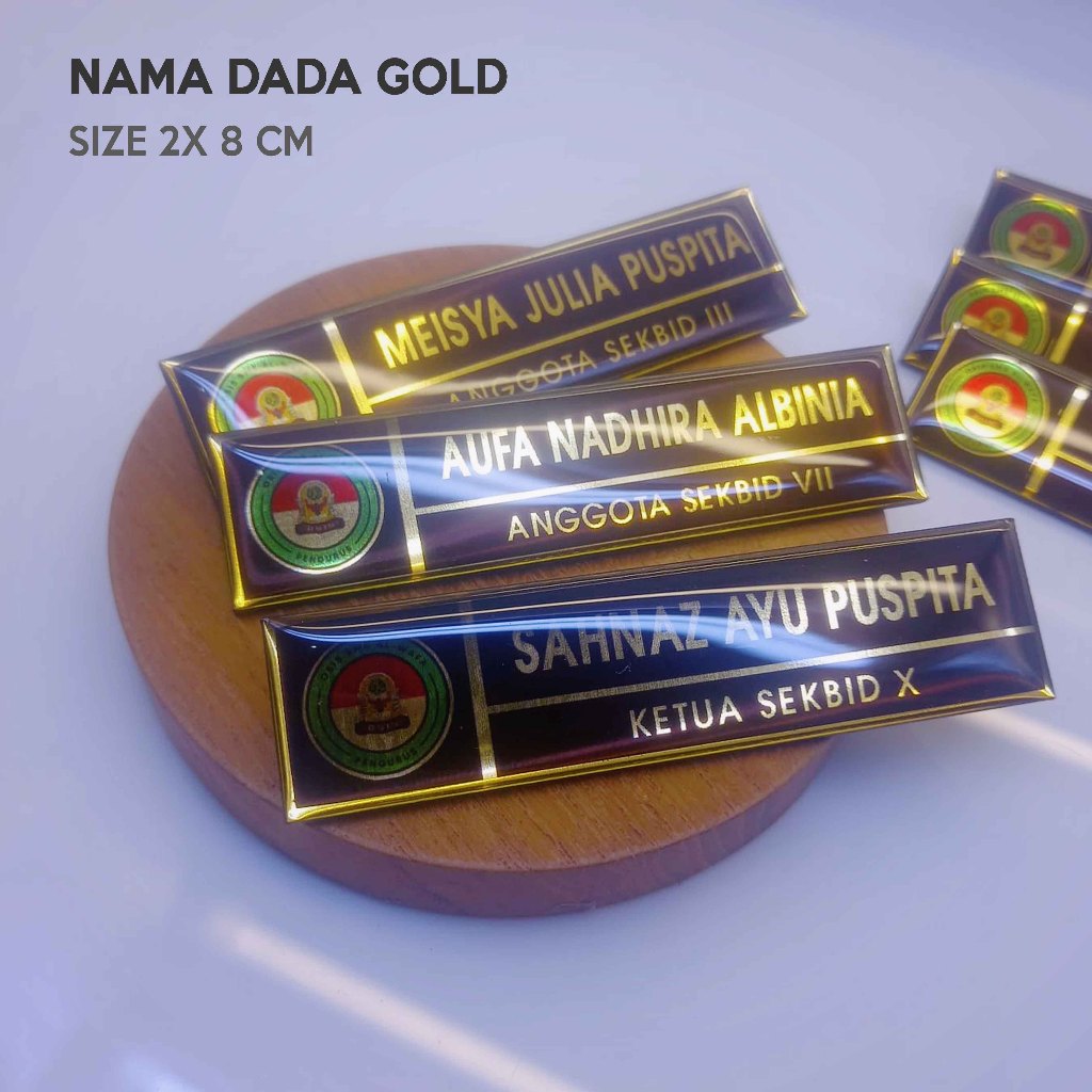 Jual Name Tag / Nama Dada / Papan Nama / grapholy / Custom Warna Gold ...