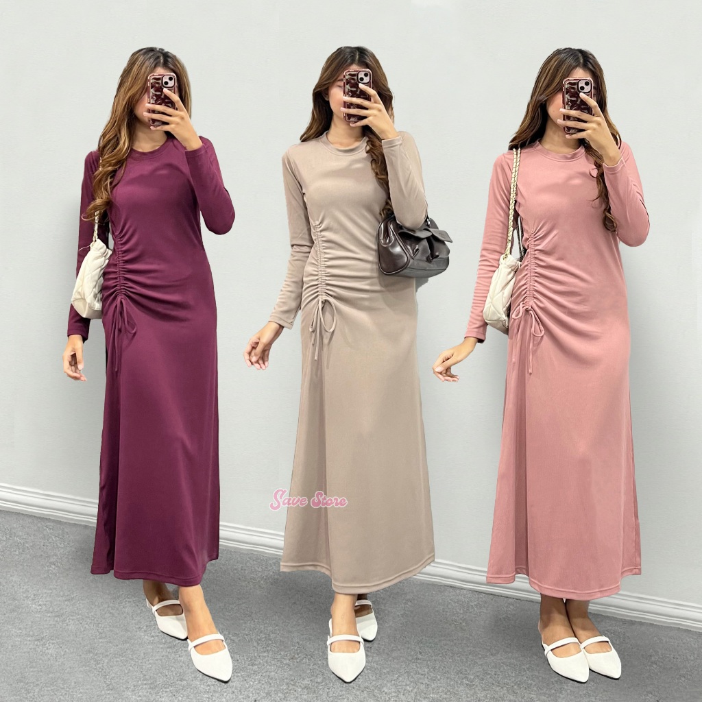 Jual Livia Long Dress Knit - Dress Serut Samping | Shopee Indonesia