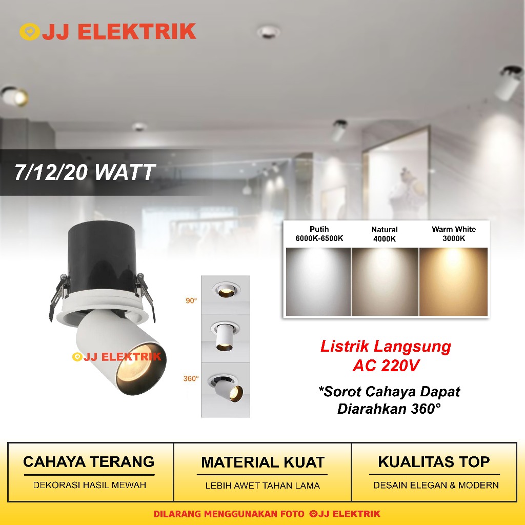 Jual Lampu Spotlight LED COB 7W/12W/20W - Sorot Elegan & Estetik ...