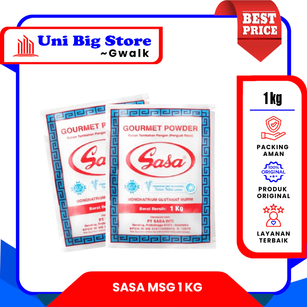 Jual SASA MSG MICIN PENYEDAP RASA KEMASAN - 1 kg | Shopee Indonesia
