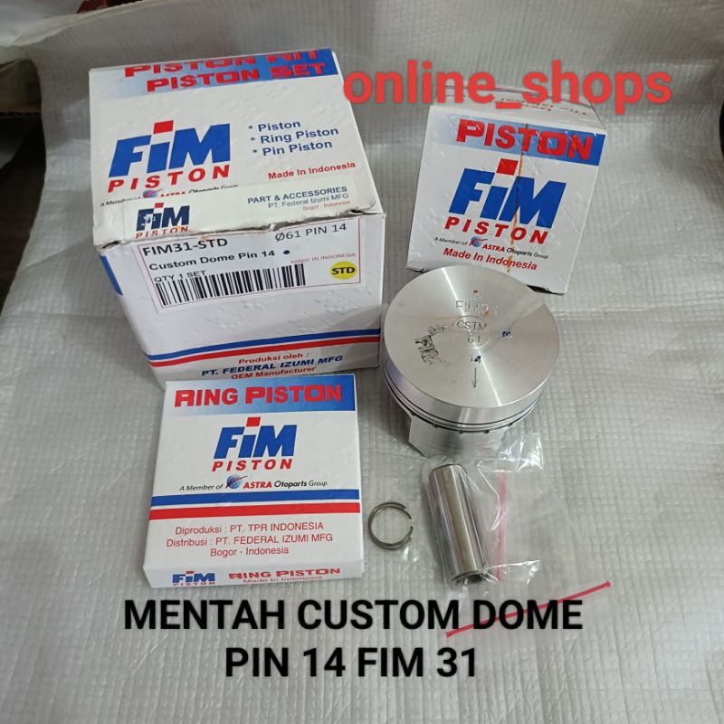 Jual Paket piston kit seher FIM 31 PIN 14 mentah custom dome oversize ...