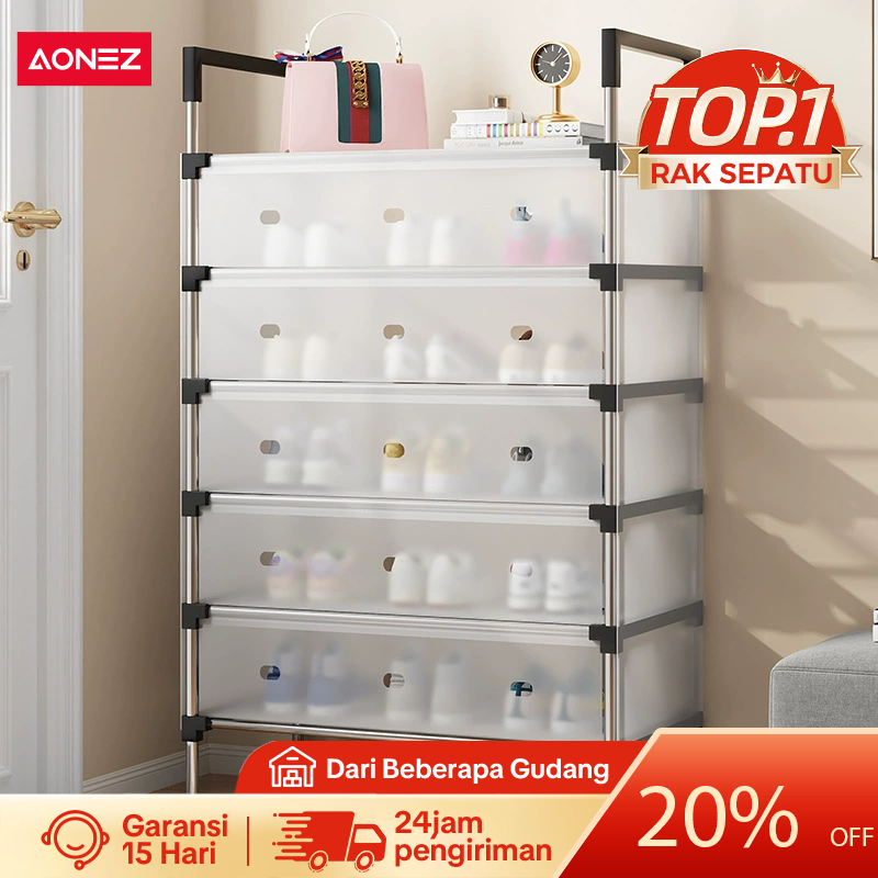 Jual Homes Rak Sepatu Tertutup Anti Debu Rak Sepatu 5/6 Susun Rak Gantung Tas Topi Besi Rak ...