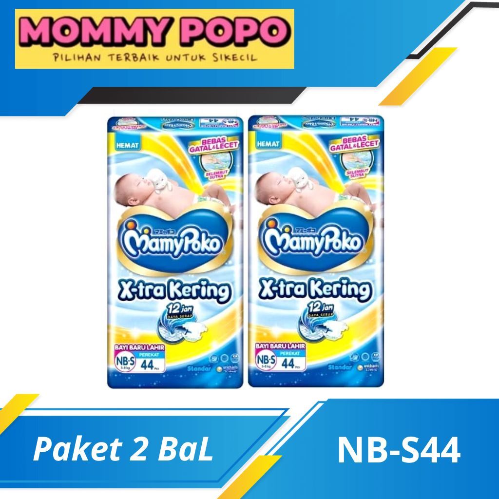 Jual MamyPoko X-tra Kering - NB-S 44 - Popok Perekat Newborn Bayi Baru ...