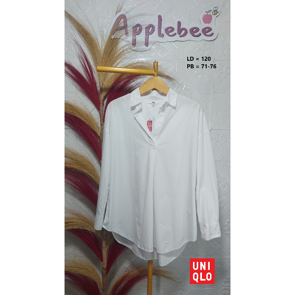 Jual UNIQLO KEMEJA PUTIH POPLIN SIZE L | Shopee Indonesia