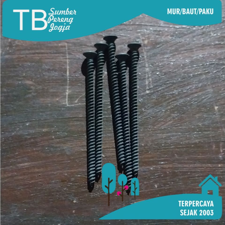 Jual Sekrup GRC Gypsum Kalsi board Plafon Hitam 6 x 3 Inch Panjang 7 Cm ...