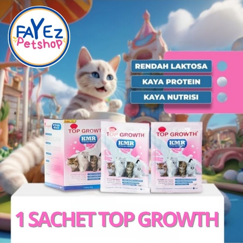 Jual Susu kucing top growth / Susu kucing KMR 1 sachet (susu untuk anak kucing rendah laktosa ...