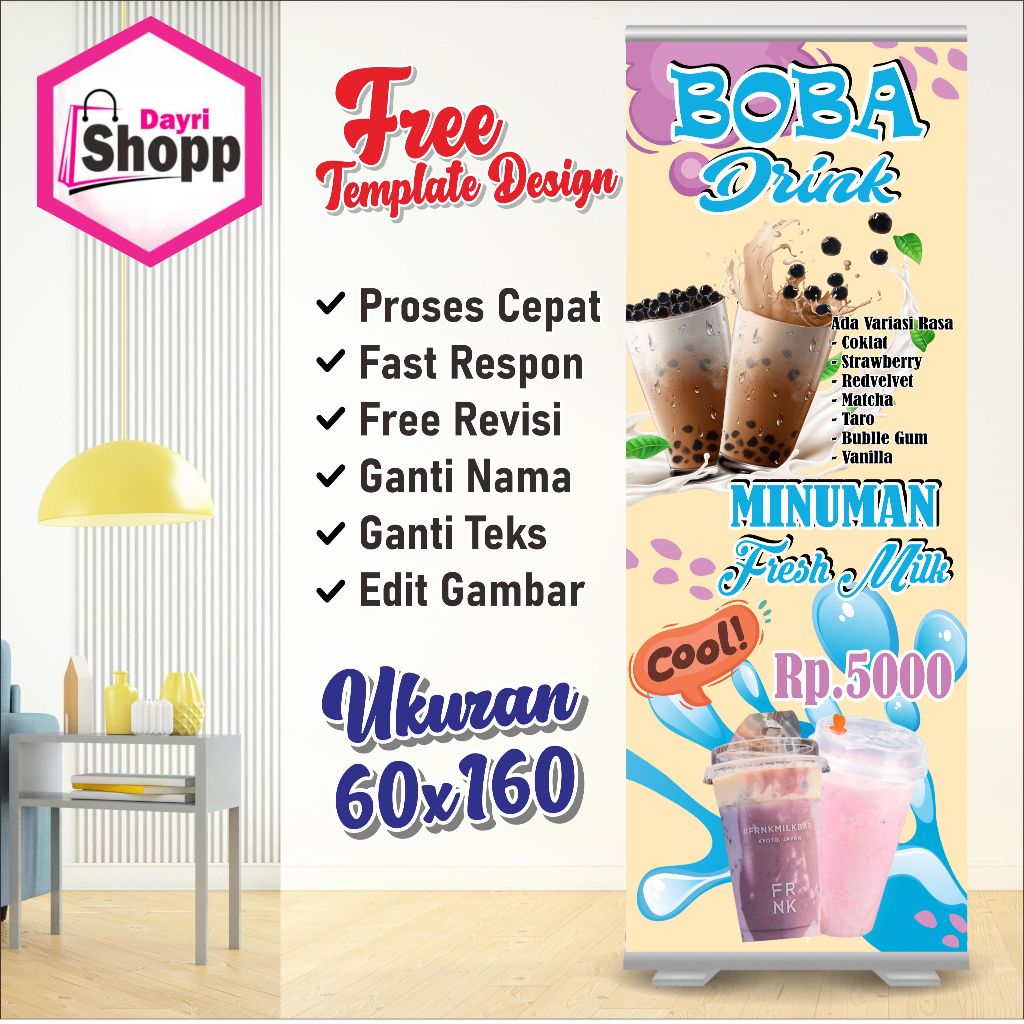 Jual Size 60x160 Cm,Spanduk Banner Boba Drink Aneka Minuman Terbaru ...