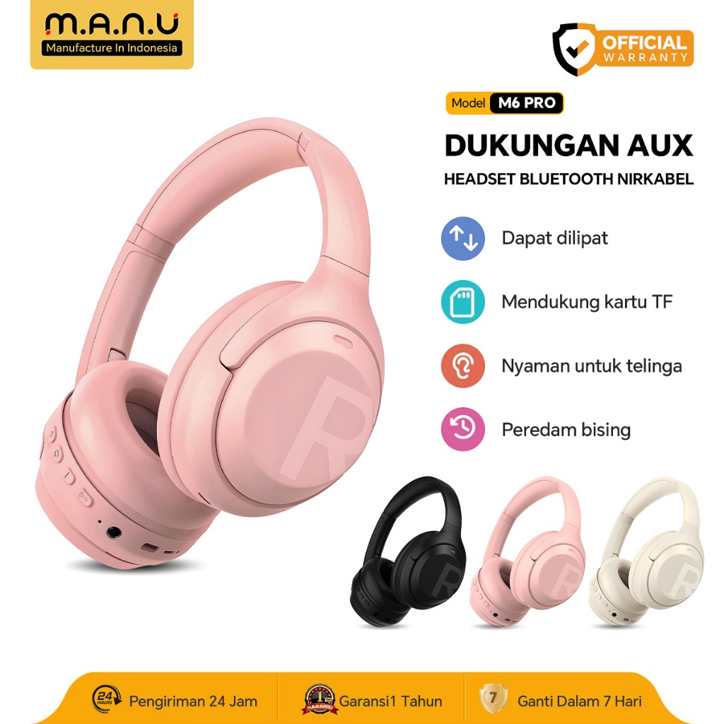 Jual MANU 12 Bulan Garansi Wireless earphone Bluetooth 5.3 Foldable ...
