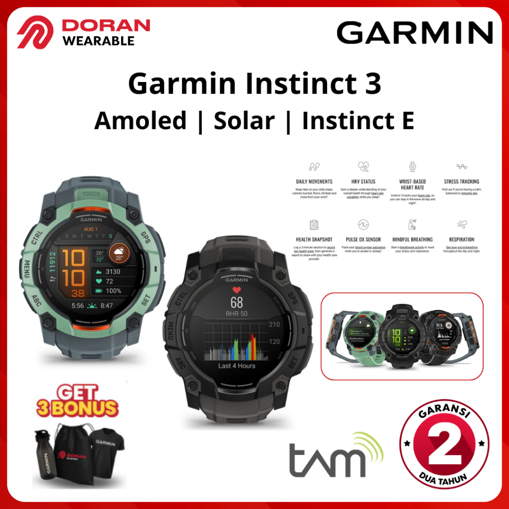 Jual Garmin Instinct 3 45mm - 50mm Amoled | Solar | Instinct E ...