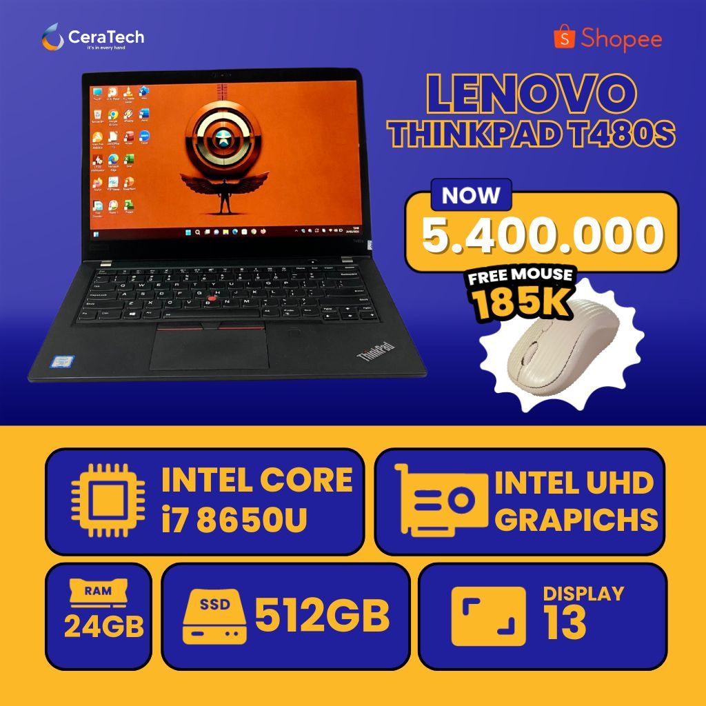 Jual Laptop Lenovo Thinkpad T480S - Intel core i7 - HARGA TERMURAH ...