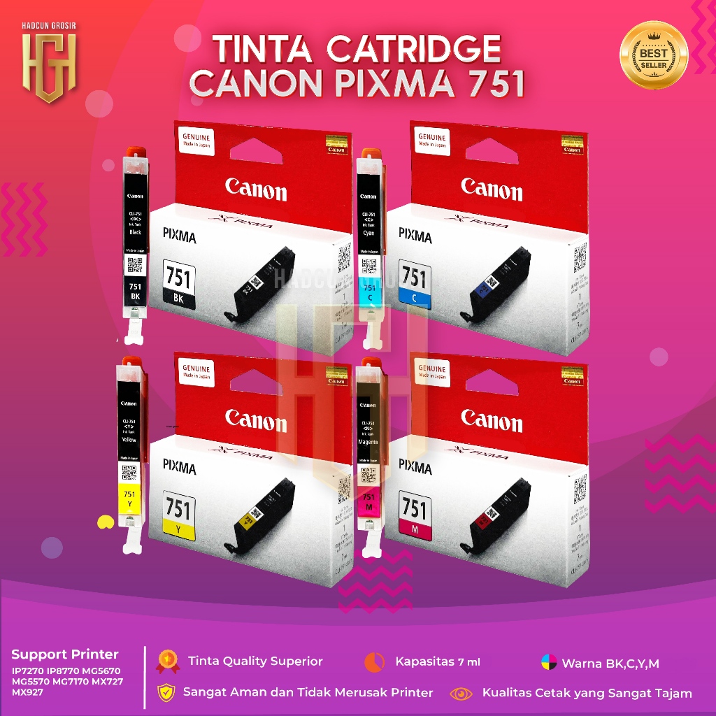 Jual Tinta Cartridge Canon 751 Tinta Printer IP7270 IP8770 IX6770 ...