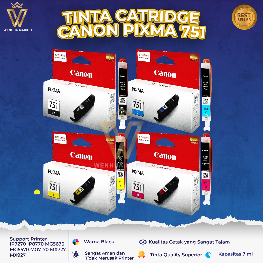 Jual Tinta Cartridge Canon 751 Tipe Printer Canon PIXMA iP7270 MG5470 ...