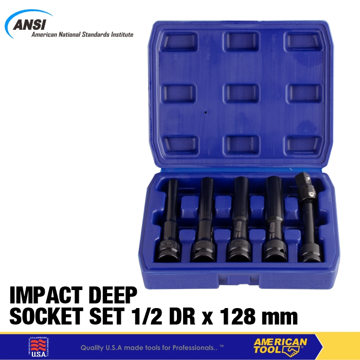 Jual 5 Pcs Impact Deep Socket 1/2” Xtra Long Set Plastic Box American ...