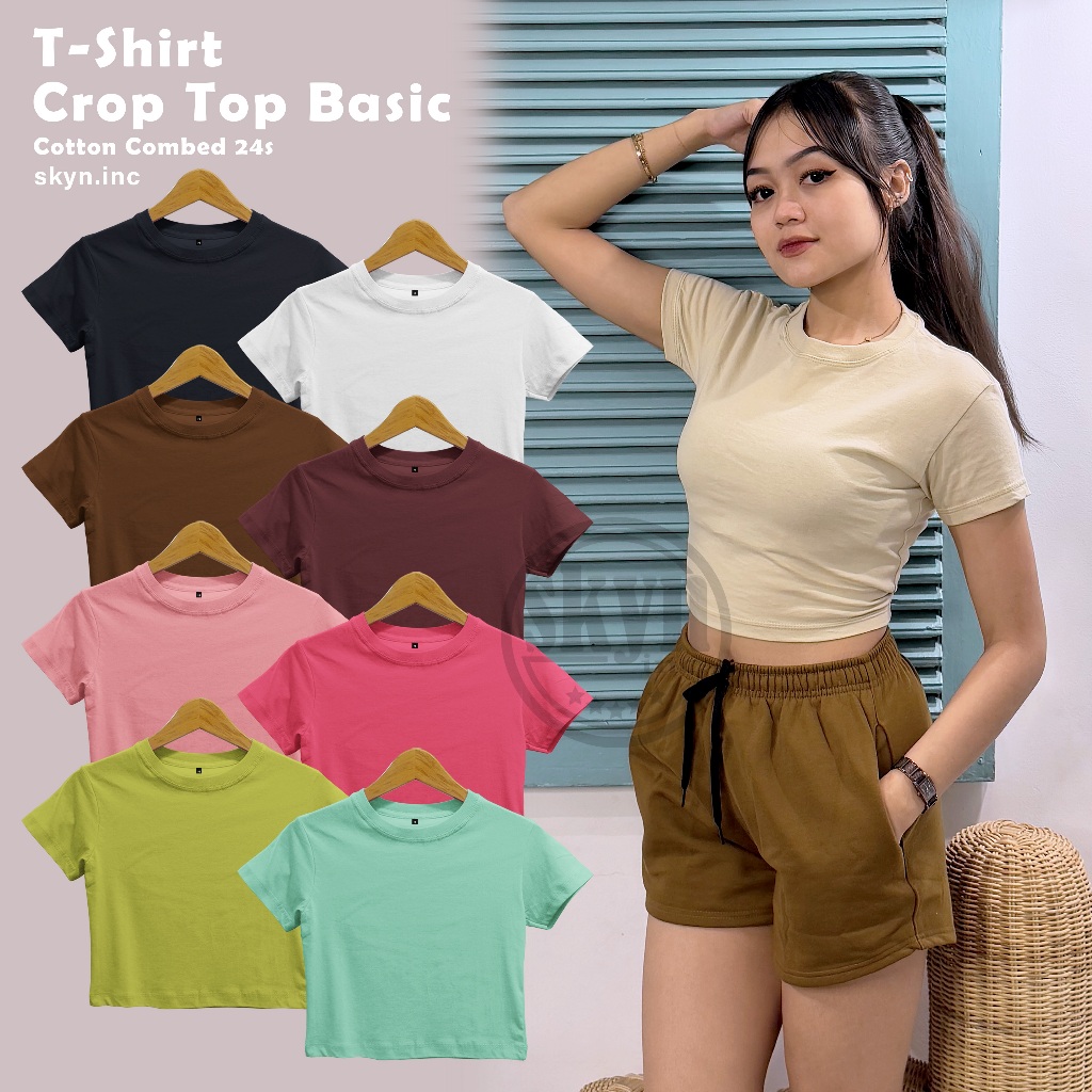Jual SKYN - CROP TOP KOREAN STYLE COTTON COMBED 24S TEBAL TSHIRT CROP ...