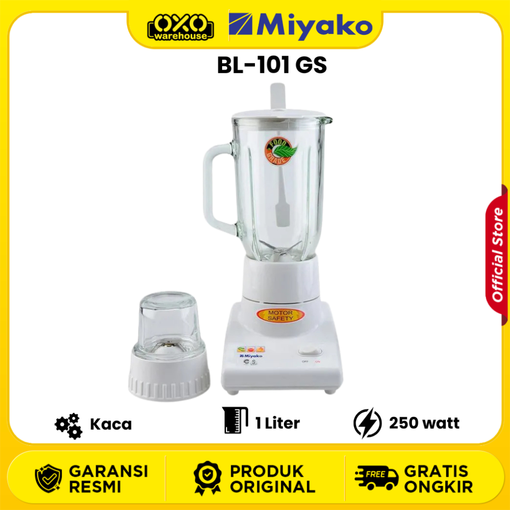 Jual Miyako Blender Kaca BL-101 GS Belender Gelas 1 Liter Low Watt Garansi Resmi | Shopee Indonesia
