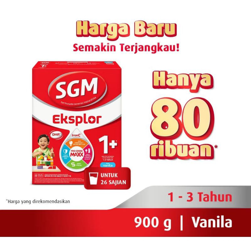 Jual Susu Formula SGM EKSPLOR 1+ RASA VANILA 900 GRAM | Shopee Indonesia