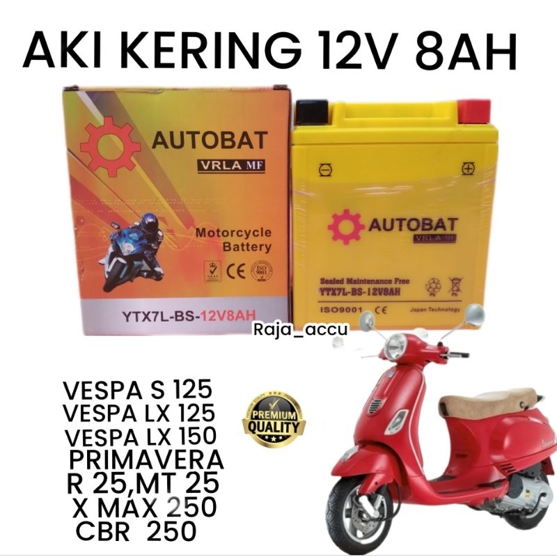 Jual AKI MOTOR VESPA LX150,VESPA LX 125,VESPA S 125,VESPA PRIMAVERA,SPRINT,X MAX, R25, MT25,CBR ...