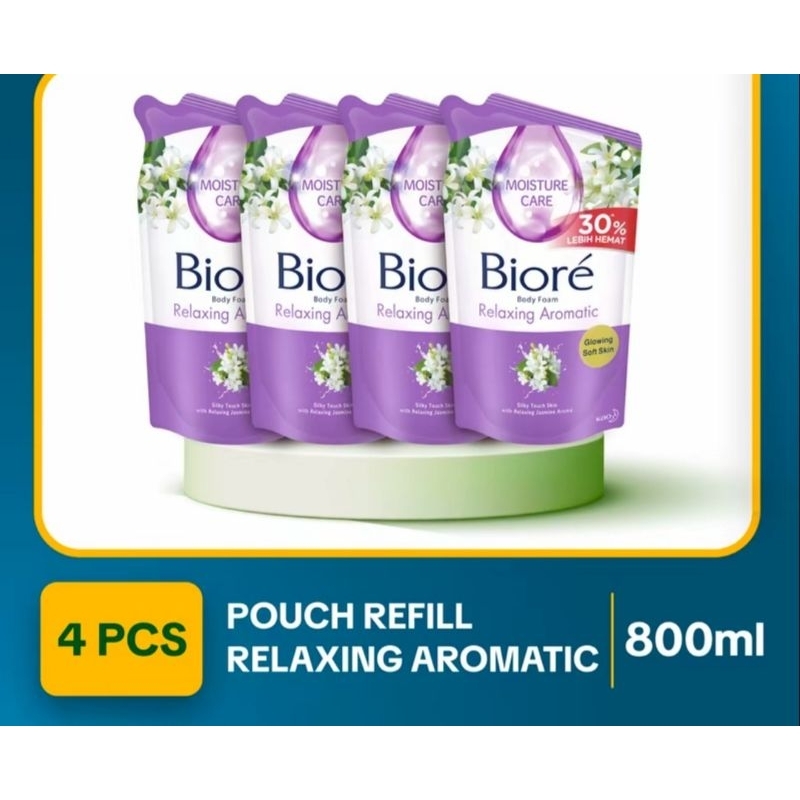Jual (PAKET ISI 4) BIORE SABUN MANDI CAIR BODY FOAM RELAXING AROMATIC POUCH 800ML (PAKET ISI ...
