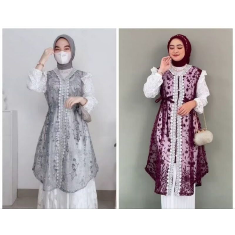 Jual Retta Outer Tunik Brukat Cardigan Brukat Outer Atasan Baju Wanita ...