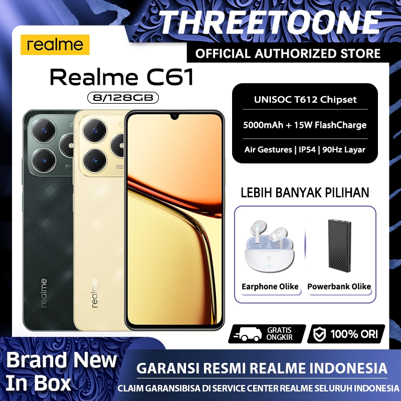 Jual Realme C61 (8GB+128GB) UNISOC T612 Chipset — Garansi Resmi Realme Indonesia | Shopee Indonesia