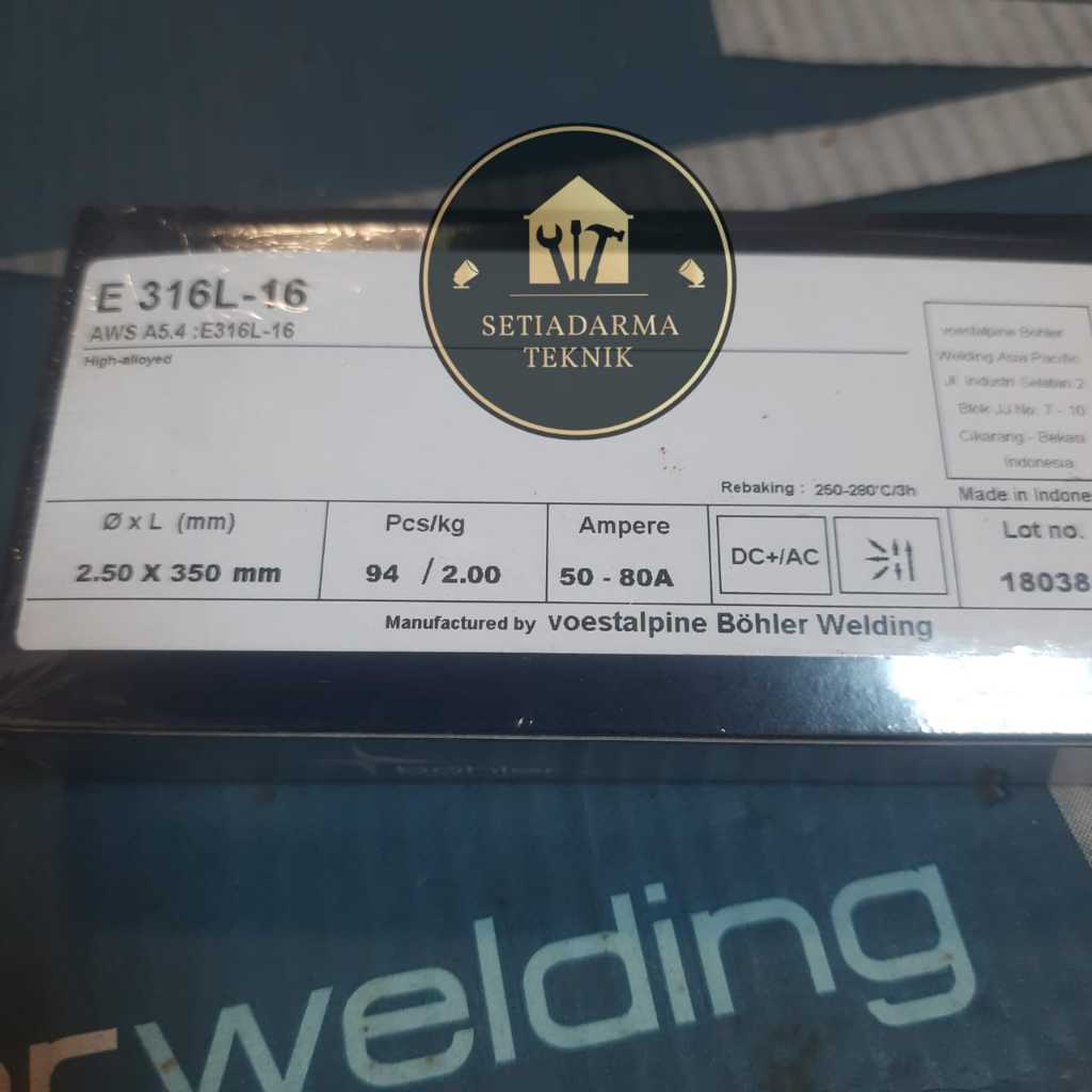Jual KAWAT LAS STAINLESS BOHLER E316L-16 2.5MMx350MM ISI 2KG PER PACK | Shopee Indonesia
