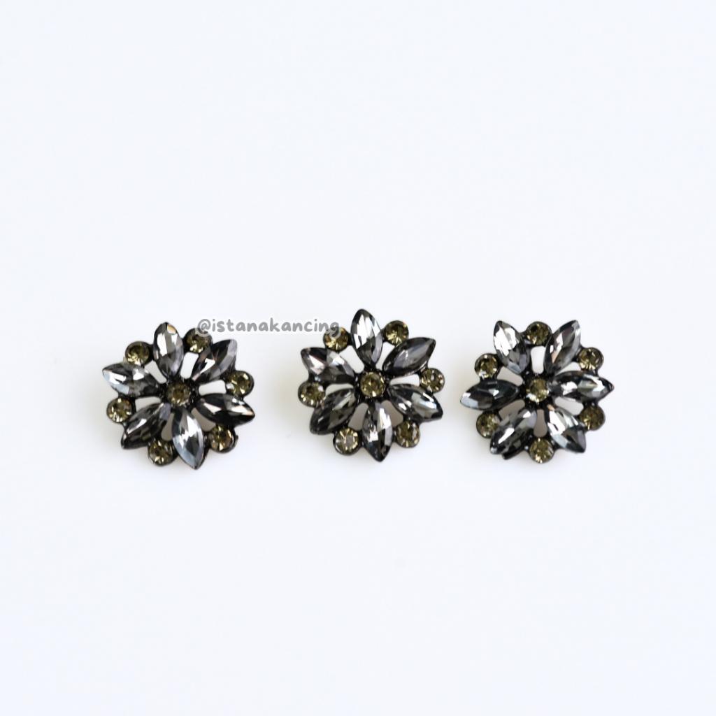 Jual Kancing Model Jamur Fressia Black Button | Kancing Rhinestone ...