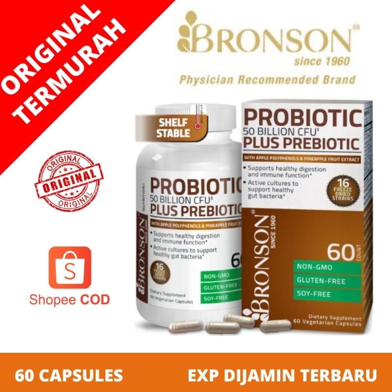 Jual Bronson Probiotic Plus Prebiotic - 50 Billion CFU - 60 Vegetarian ...
