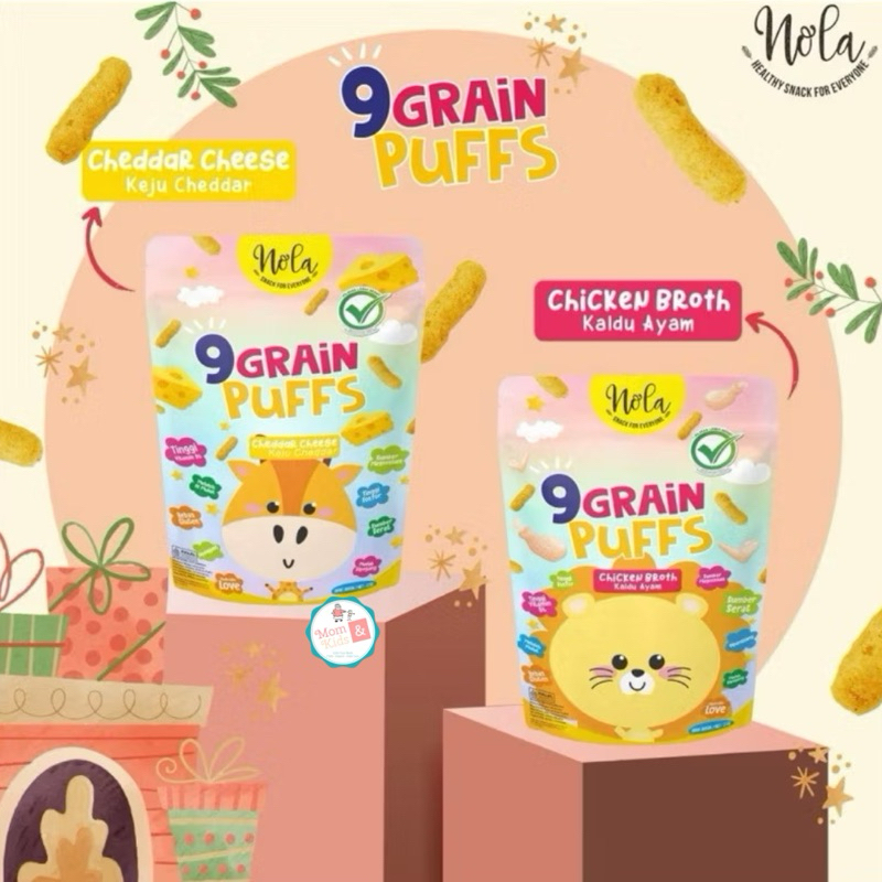 Jual NOLA 9 Grain Puffs Cheese Chicken 25GR | Snack Cemilan MPASI Bayi ...