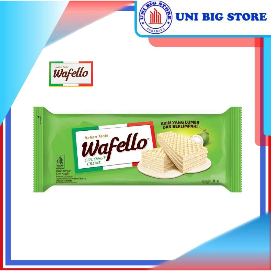 Jual Wafello Italian Taste Coconut Creme Wafer 34 gr Krim Kelapa ...