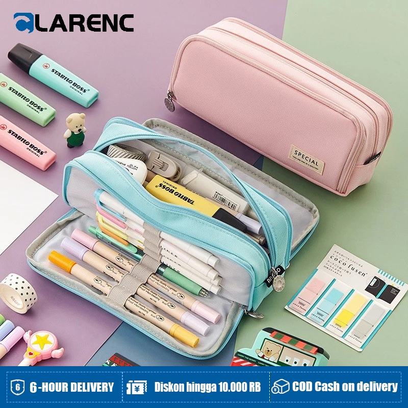 Jual Angoo Kawaii Large Capacity Pencil Case 3 Compartment Pouch Pen ...