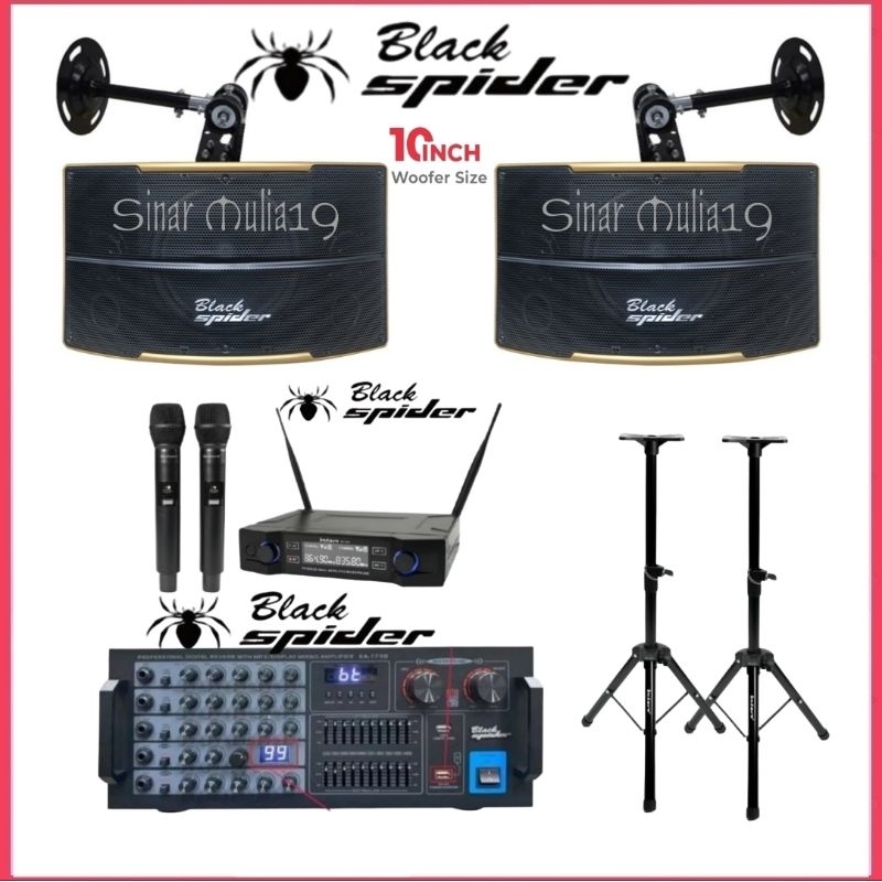 Jual Paket Sound System Speaker 10 Inch Blackspider Amplifier ...