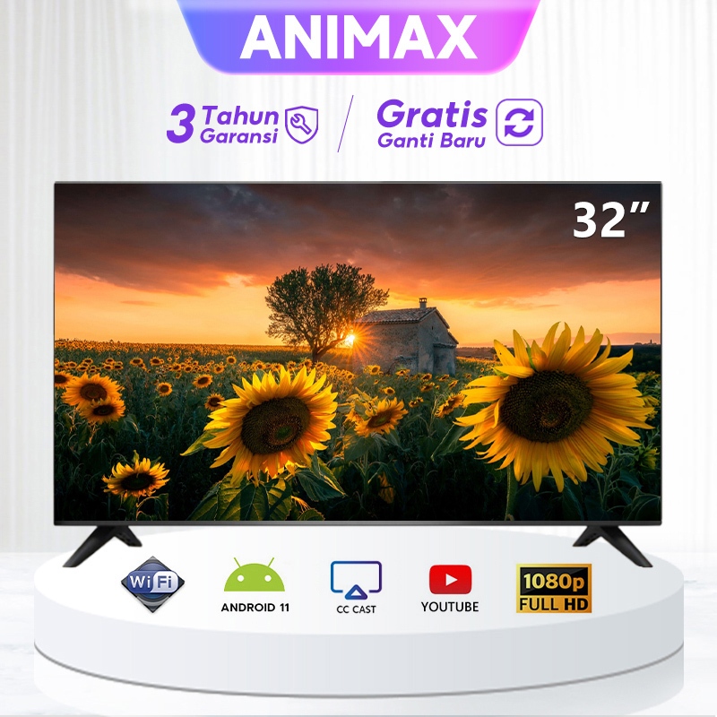 Jual Animax tv 32 inch smart tv android 32 inch 43 inch TV Android 12.0 Televisi Led FHD WIFI ...