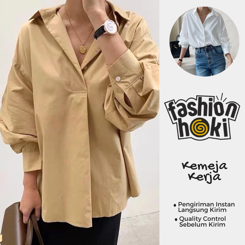 Jual Atasan Kemeja Wanita Formal Kerja Korean Style Trend Terbaru Kekinian Fashion Hoki Jogja ...