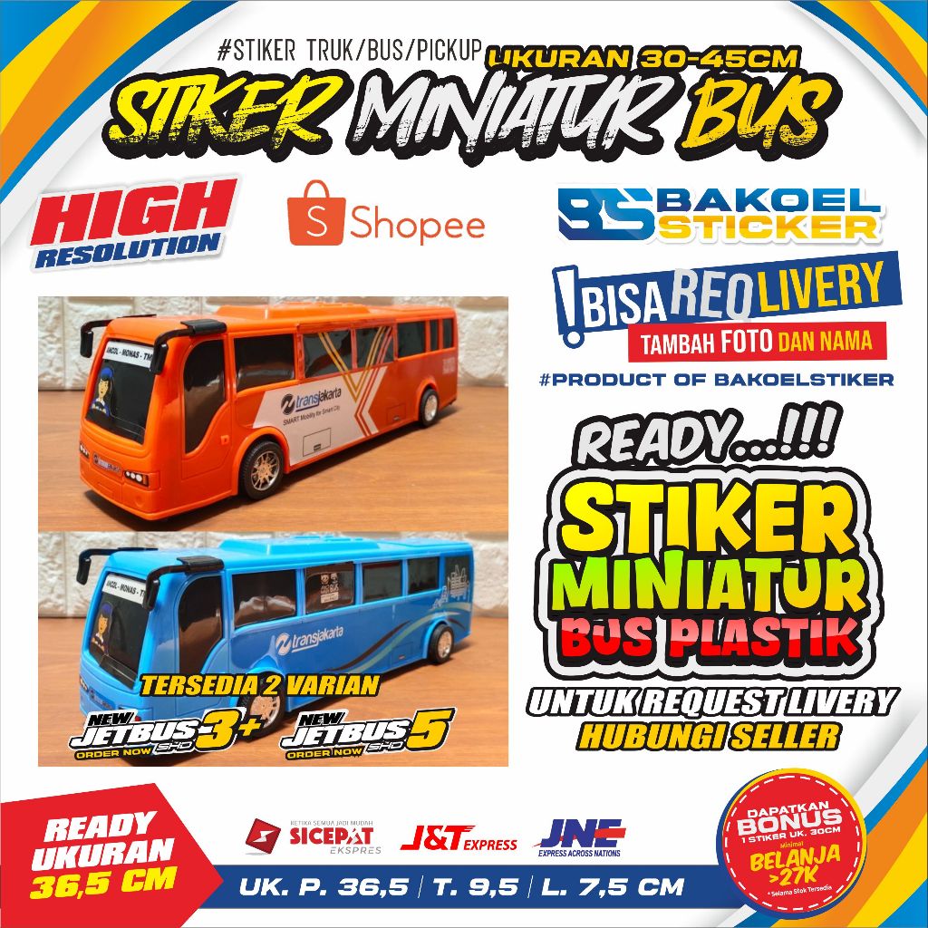 Jual STIKER MINIATUR BUS PLASTIK MERK RKC NEWW UK. 36,5CM | Shopee ...