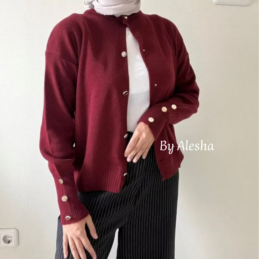 Jual Aira Knit Button Basic Cardigan Rajut Wanita Premium Kancing | Shopee Indonesia