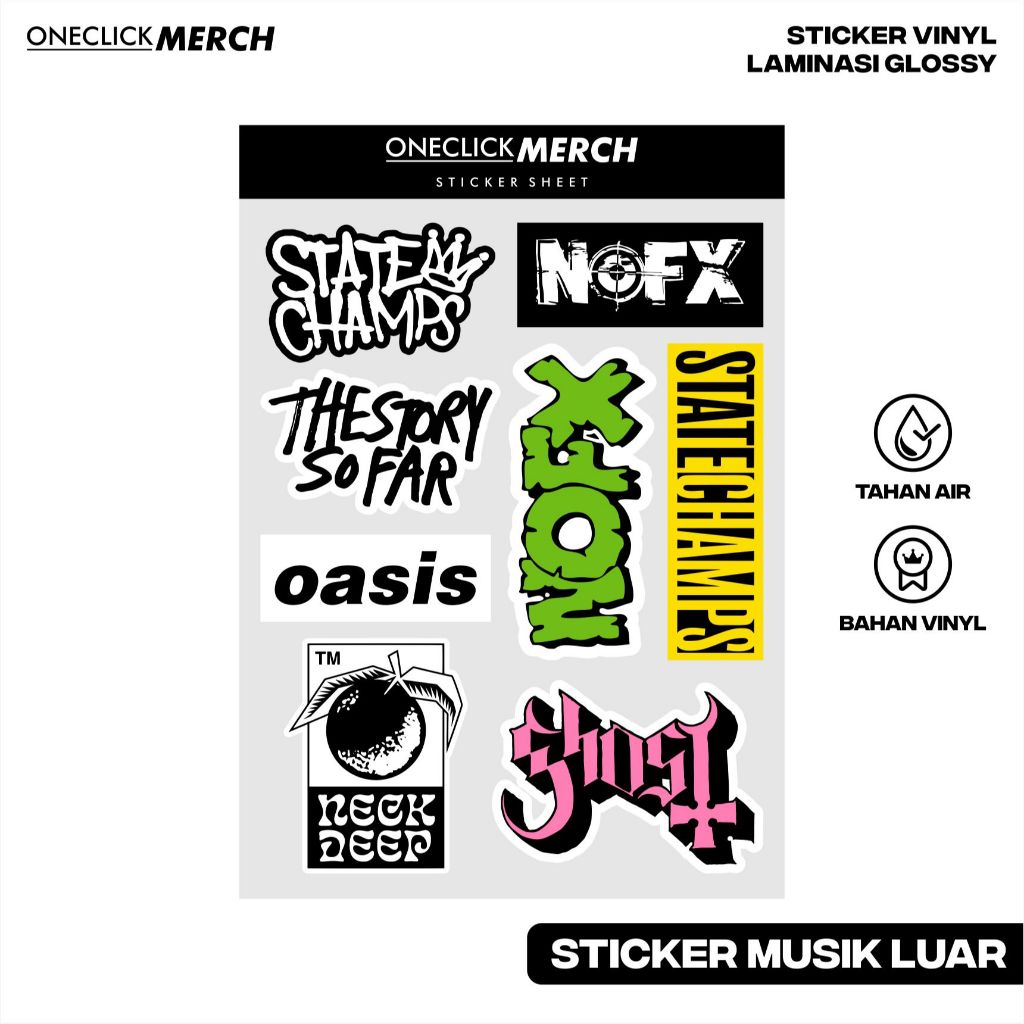 Jual Sticker Pack BAND LUAR NEGERI POP PUNK ROCK Bahan Vinyl Untuk Hp ...