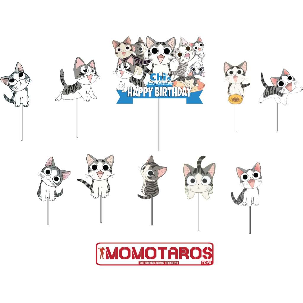 Jual Topper cake Cat Chi Sweet Adventure isi 10 pcs | Shopee Indonesia