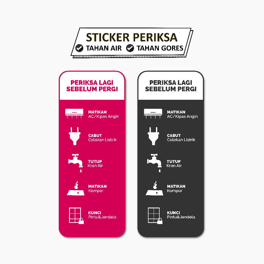 Jual Sticker Periksa Lagi Sebelum Pergi Dari Rumah Stiker Aman Matikan ...