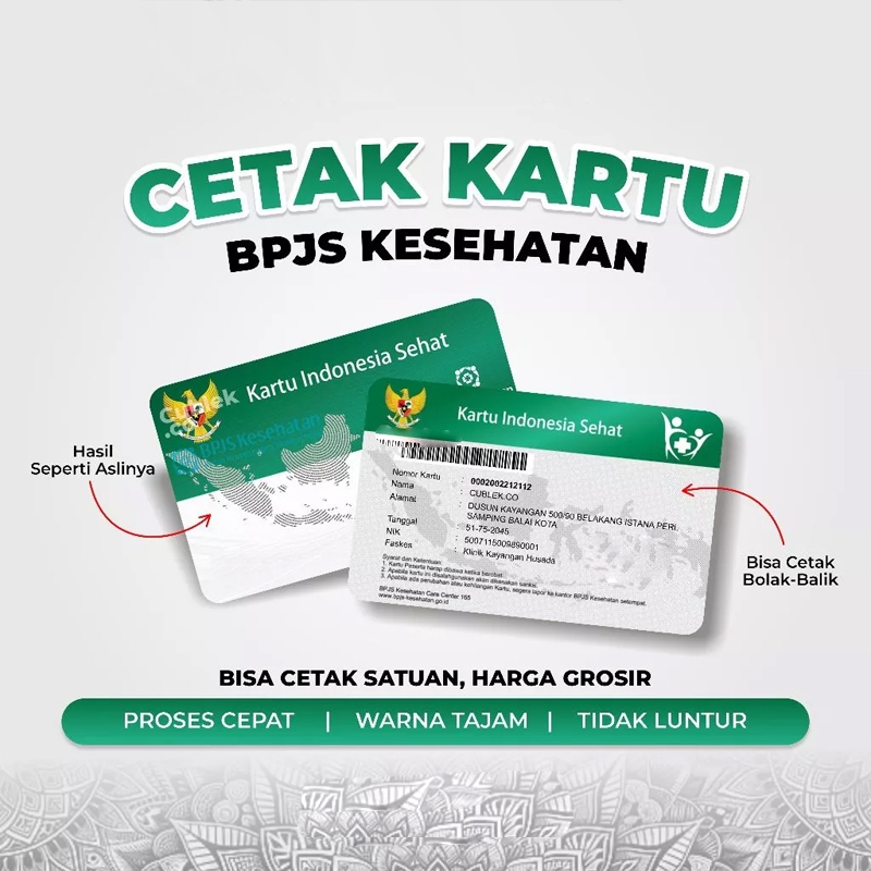 Jual Cetak ID Card Kartu Digital Fisik Kartu BPJS KIS Bisa Satuan Anti ...