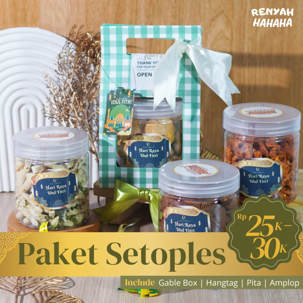 Jual Hampers Lebaran Idul Fitri / Parcel Lebaran - Paket Isi 1 Toples Kue Kering, Basreng Pedas ...