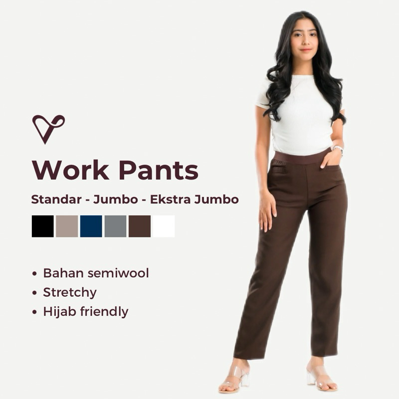Jual Celana Kerja Kantor Wanita Formal Premium Model Pinggang Karet Size Standar Jumbo | Shopee ...