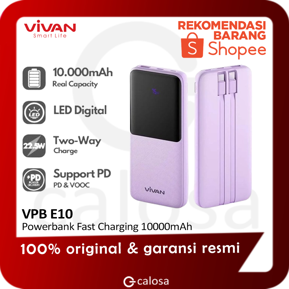 Jual POWER BANK VIVAN VPB-E10 LILAC BERGARANSI RESMI 1 TAHUN | Shopee ...