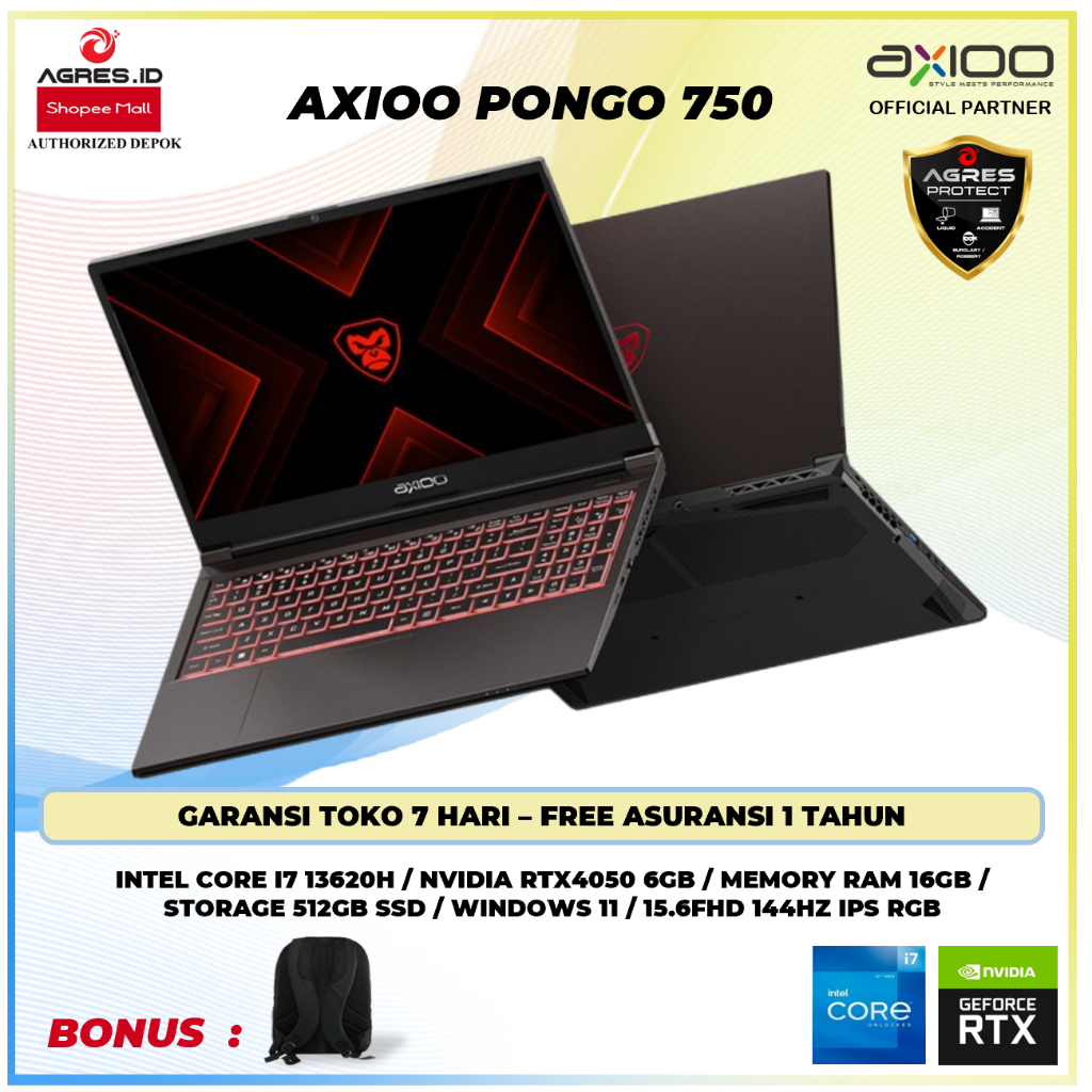 Jual Laptop Gaming Axioo Pongo 750 i7 13620H 16GB 512GB RTX4050 6GB Win ...