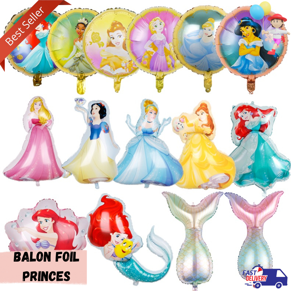 Jual Balon Foil Karakter Princess Disney Cinderella Belle Ariel Frozen ...