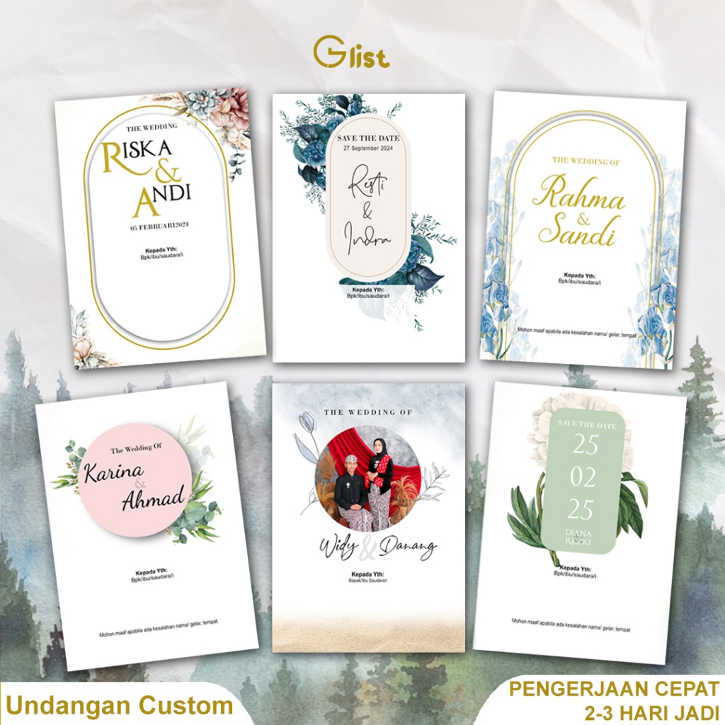 Jual Undangan Pernikahan Rustic Undangan Elegan Undangan Murah | Shopee ...